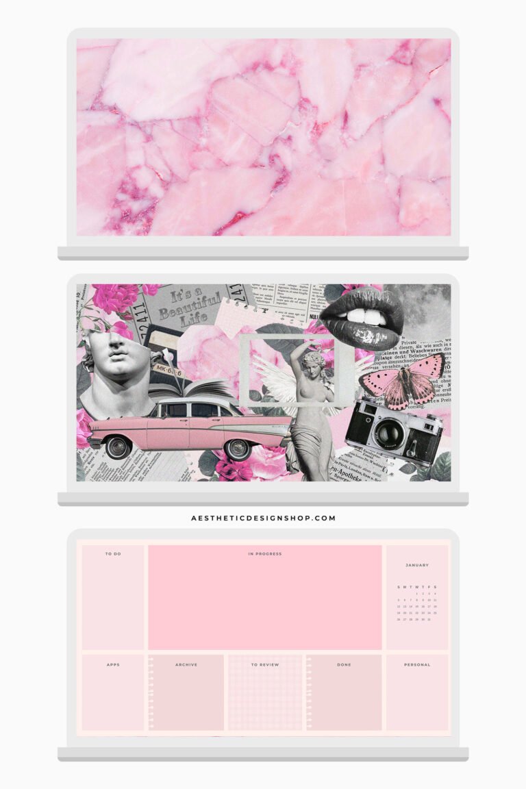 Vintage Pink Tech Aesthetic Set: stickers, wallpapers, desktop ...