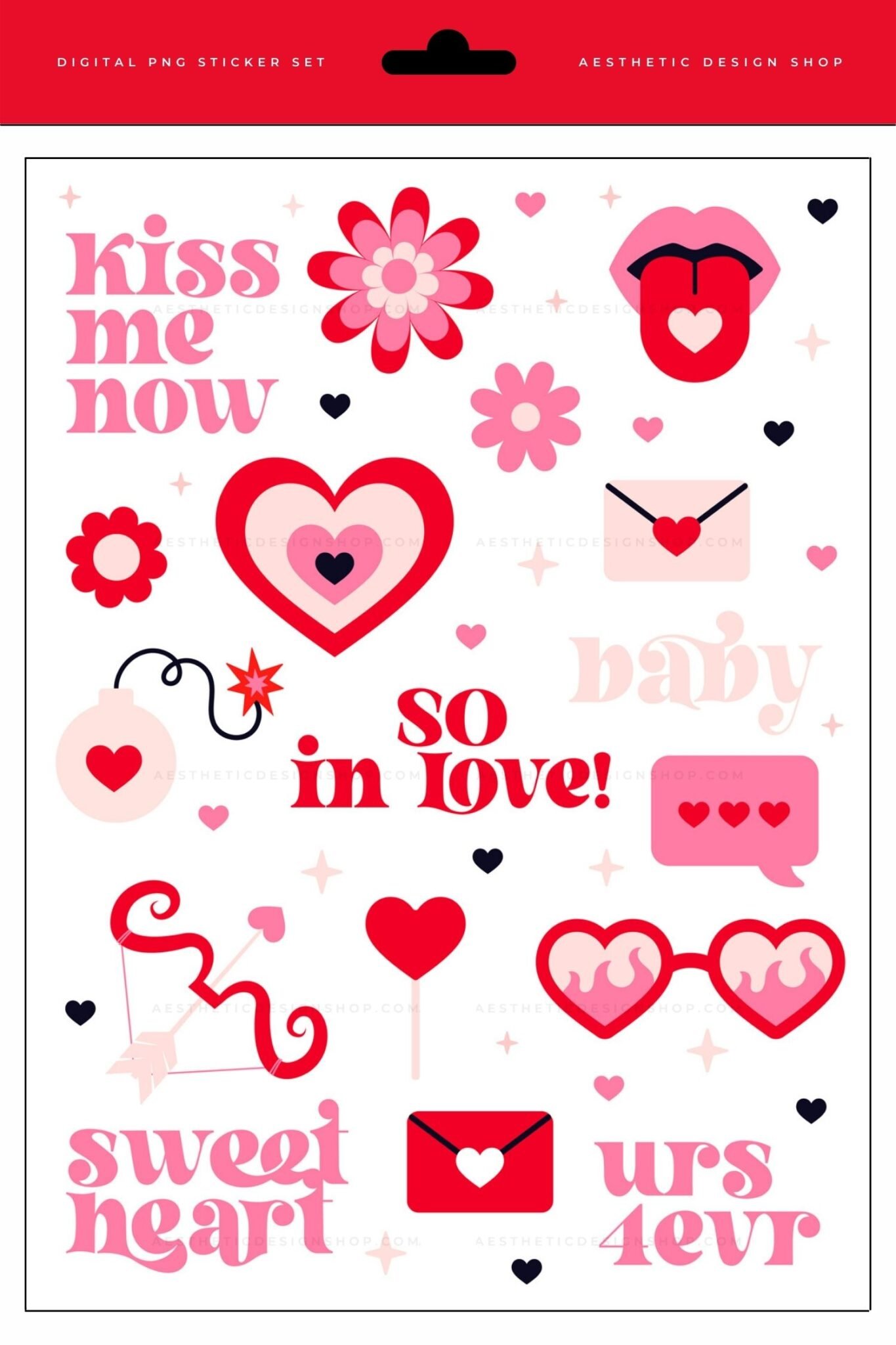 Lovecore aesthetic illustrations PNG Sticker set ⋆ The Aesthetic Shop