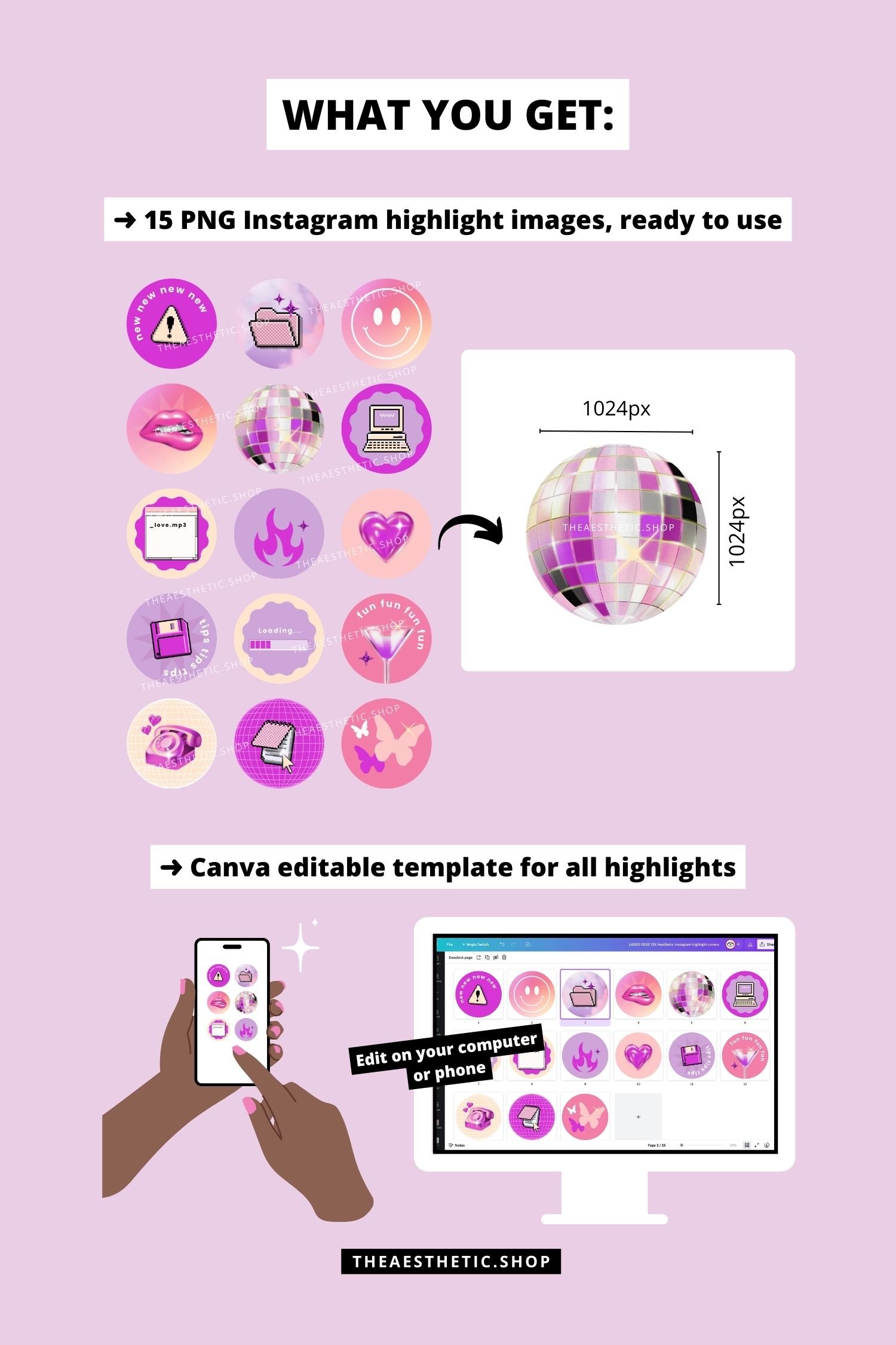 Y2K aesthetic Instagram highlight covers ready to use - includes ...